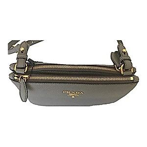 Prada Dove Gray Vitello Phenix Designer Crossbody Bag for Women 1BH046