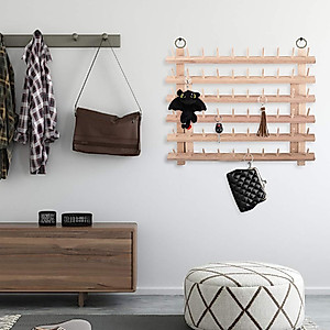 BigOtters Embroidery Thread Holder, 60 Spools Holder Wooden Thread Rack Braiding Rack with Needles Sewing Scissors Needle Threader for Embroidery Hair Separated Quilting and Sewing Threads