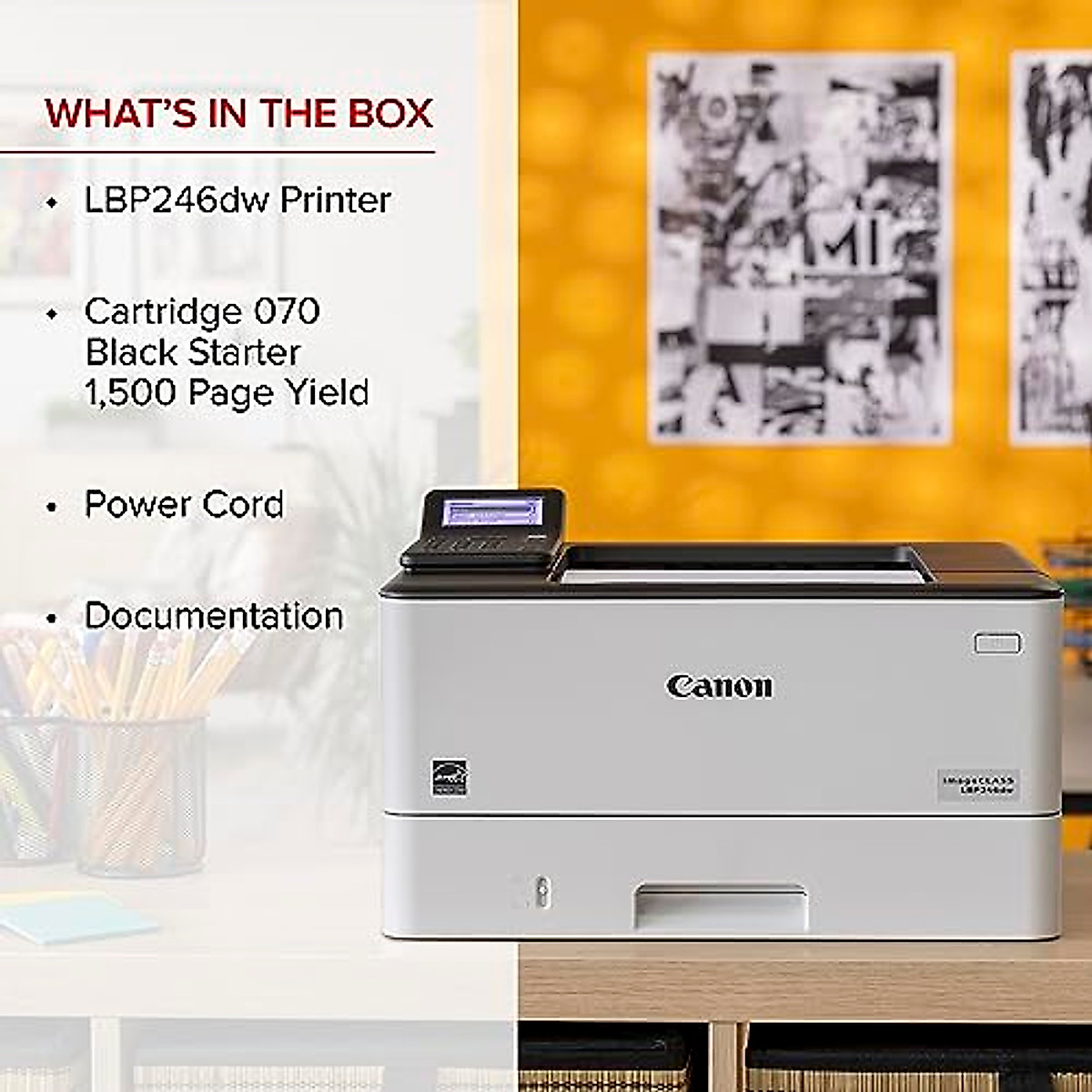 Canon imageCLASS LBP246dw - Monochrome Duplex, Wireless Laser Printer, Single Function, Mobile Ready, with 1 Year Limited Warranty, 42 PPM, White