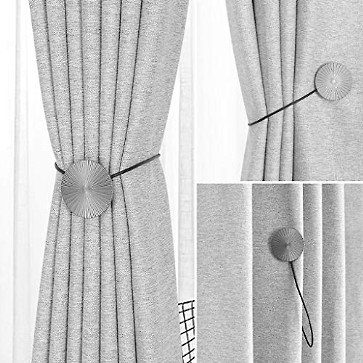 Curtain Tiebacks Magnetic Curtain Tie Back, Round Shape European Style Curtain Straps, Living Room Curtain Fastener, Window Home Decoration Ornaments, No Installation Required