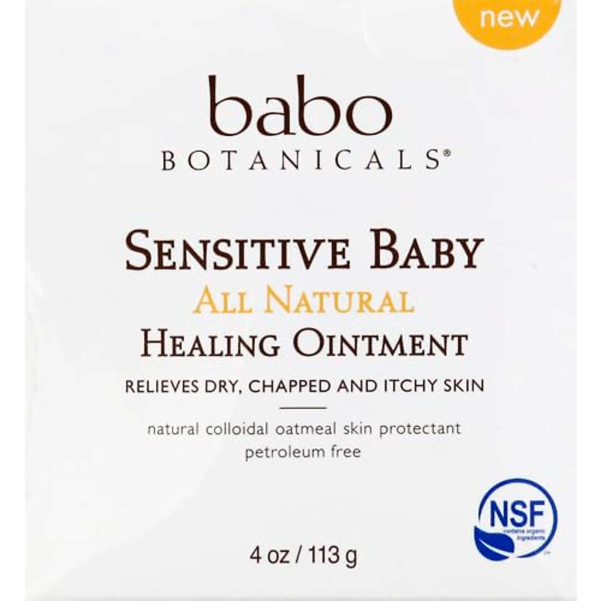 Babo Botanicals 70+% Organic Sensitive Baby All Natural Healing Ointment with Medical Grade Colloidal Oatmeal, Unscented 4 Ounce