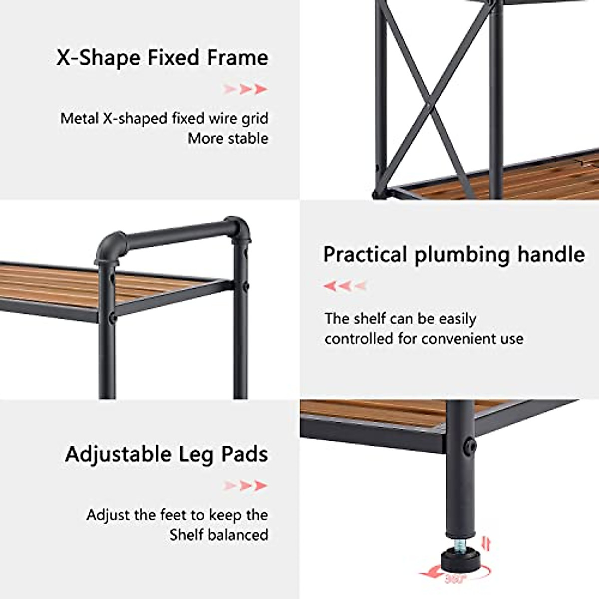 Tajsoon 5 Tier Bathroom Shelf Unit Free Standing Shelves, Widen Display Shelf, Multipurpose Storage Shelf for Bathroom, Kitchen, Entryway, Living Room, Industrial Style, Metal