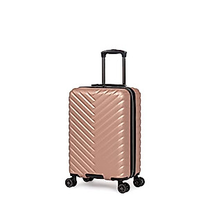Kenneth Cole Reaction "Madison Square" Women's Lightweight Hardside Chevron Expandable Spinner Luggage, 20-inch Carry-On, Rose Gold With Hematite Zippers