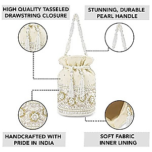 Aheli Indian Potli Bags for Women Evening Bag Clutch Ethnic Bride Purse with Drawstring (P46W)