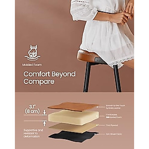 VASAGLE EKHO Collection - Bar Stools Set of 2, Bar Height Bar Stools, Kitchen Counter Stools, Mid-Century Modern Backless Counter Stools, 30-Inch Tall, Kitchen Island Home Bar, Caramel Brown