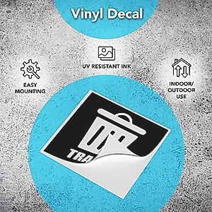 2 PCs Trash Sticker 4"x4" - Trash and Recycling Stickers for Trash Can - Waste Management Sticker - Trash Can Stickers - Trash Recycle Stickers for Trash Bins - Trash Stickers Bins - Trash Sign