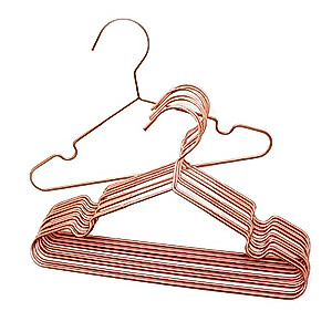 Koobay 12.5" Children Rose Gold Clothes Hangers, 10-Pack, Shiny Steel Wire Shirts Coat Slacks Clothes Hangers Storage Display
