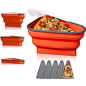 JohnYachin Reusable Pizza Slice Storage Container – Foldable Pizza Box Container With Lids – Collapsible Silicone Pizza Storage – Durable and Reliable – Food-Friendly Materials