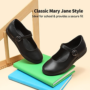 DREAM PAIRS Girls Mary Jane Flats School Uniform Dress Shoes,Size 2 Little Kid,Black,KFL217