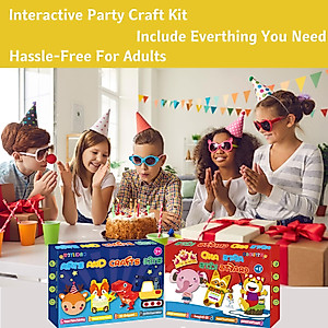 Arts and Crafts for Kids, Animal Paper Craft Kits for Toddlers Ages 3-5, 24 Pcs Fun Creative DIY Activities Projects Craft Box for Boys & Girls Preschool Classroom/ Birthday/ Christmas Party Supplies