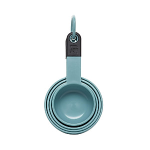 KitchenAid Classic Multifunction Can Opener/Bottle Opener, 8.34-Inch, Aqua Sky & KE058OHAQA Classic Measuring Cups, Set of 4, Aqua Sky/Black