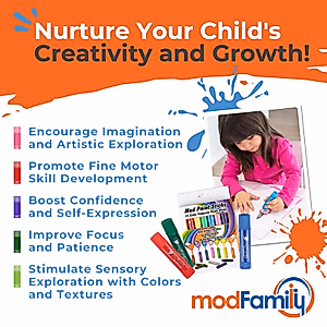 Mod Paint Sticks, 12 Pcs Washable Paint Solid Tempera Paint for Kids, Non-Toxic Washable Kids Paint & Quick Drying Paint Markers for Kids by ModFamily