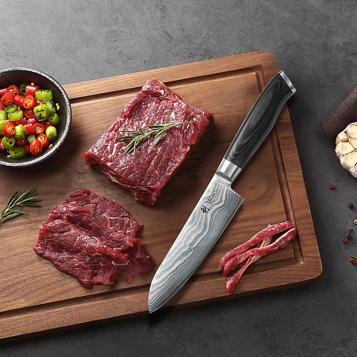 Wakoli 4 Piece Professional Damascus Kitchen Knife Set, Made of 67 Layers of Genuine Damascus Steel with VG10 Core, Chef's Knives Set with Ergonomic Micarta Handles for Precision and Comfort (MIK)