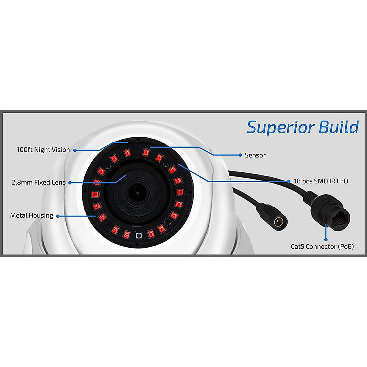 GW Security 5MP IP PoE Outdoor Indoor Microphone Dome Security Camera (GW5091IP)