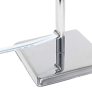 Simple Designs LT2062-PRP Mini Chrome Squared Empire Fabric Shade Table Lamp, Purple