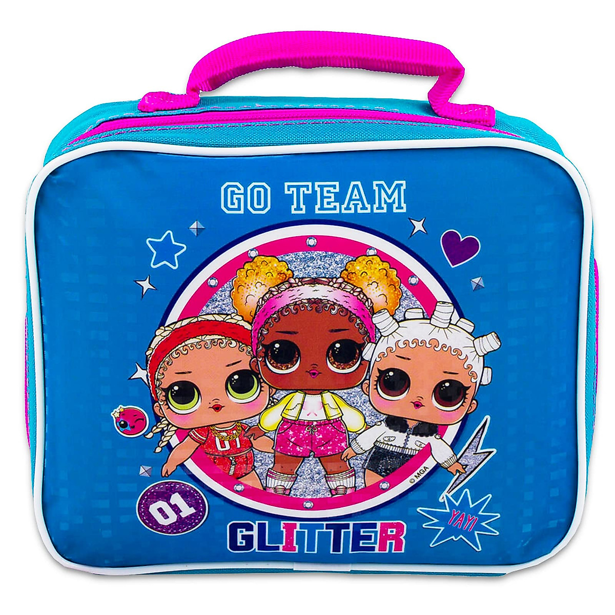 LOL Surprise! 4-Piece Bundle - LOL Lunch Bag, Water Bottle, Stickers, and Bonus Cat Door Hanger