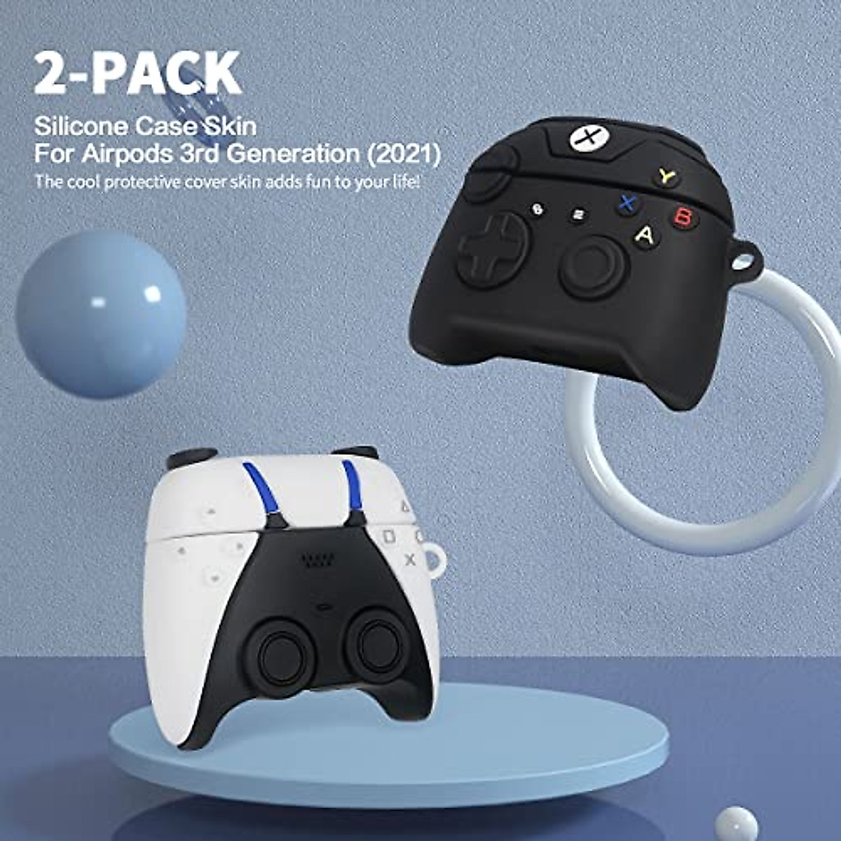 [2Pack] Game Controller Airpods 3 Case, 3D Cute Fashion Cool Design Airpod 3 Cover, Unique Stylish Funny Protective Skin Accessories Airpods 3rd Gen Silicone Case for Kids Boys Girls Teen