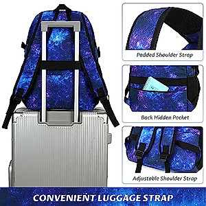 MIRLEWAIY Classical Daypack Lightweight Teen Girls boys Bookbag Fashion Backpacks Work Bag for school, Black Purple Space