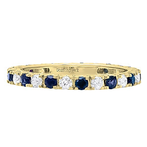 Dazzlingrock Collection 2.3mm Each Alternate Round Blue Sapphire & White Diamond Eternity Wedding Anniversary Ring Band for Her in 14K Yellow Gold Size 8