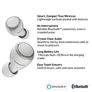 Panasonic True Wireless Earbuds | Bluetooth Earbuds|IPX4 Water Resistant | Small, Lightweight | Long Battery Life, Alexa Compatible | RZ-S300W (White)