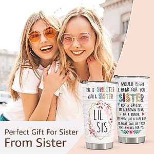 Macorner Sister Gifts From Sister - Stainless Steel Tumbler 20oz Gifts for Women - Unique Gift For Sister Soul Sister From Sister - Gift For Best Friend Women Big Sister Little Sister Birthday Gifts