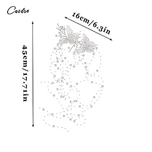 CASDRE Butterflies Bride Wedding Hair Vine Silver Pearl Bridal Headband Rhinestone Headpiece Hair Accessories for Women and Girls