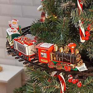 WESTN Rail Toys Electric Train, Xmas Tree Decoration, Holiday Train Electric Toy, 35.64 Inch Diameter, Electric Train Set with Sound and Light, Hanging Tree, Xmas Decoration Gift