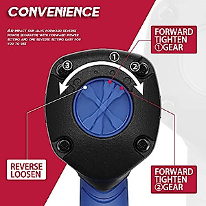 PNEUPACTURE NEU Air Impact Wrench,NEU 1/2 Inch Air Impact Wrench,7000RPM / 1000NM Drive Air Impact Wrench Steel Hammer Case