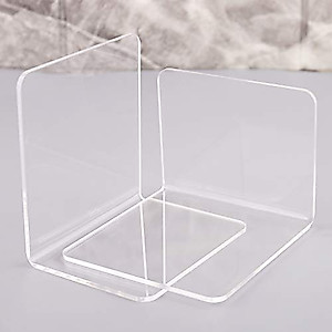 LIANXUE 2Pcs Clear Acrylic Bookends L-Shaped Desk Organizer Desktop Book Holder School Stationery Office Accessories