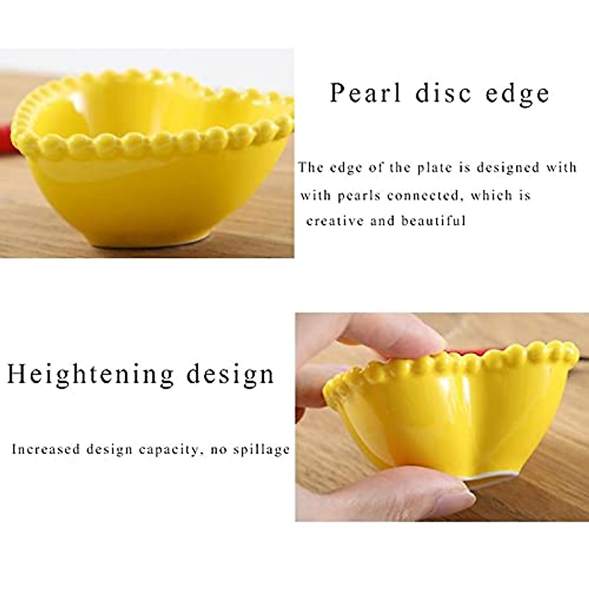 WAOCEO Appetizer Bowls Ceramic Heart Shape Sauce Dish Sushi Kitchen Dipping Bowl Appetizer Plates Porcelain Serving Dish Seasoning Dishes Set of 4 (3.15inch) Salad Bowls