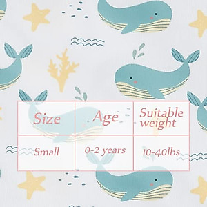 HappyFlute 3Set Swim Diapers Covers Adjustable for 0-2years Babies, Infants & Toddlers 10-40lbs Unisex Baby,2 Water Diapers+1Wet Bag (Whale)
