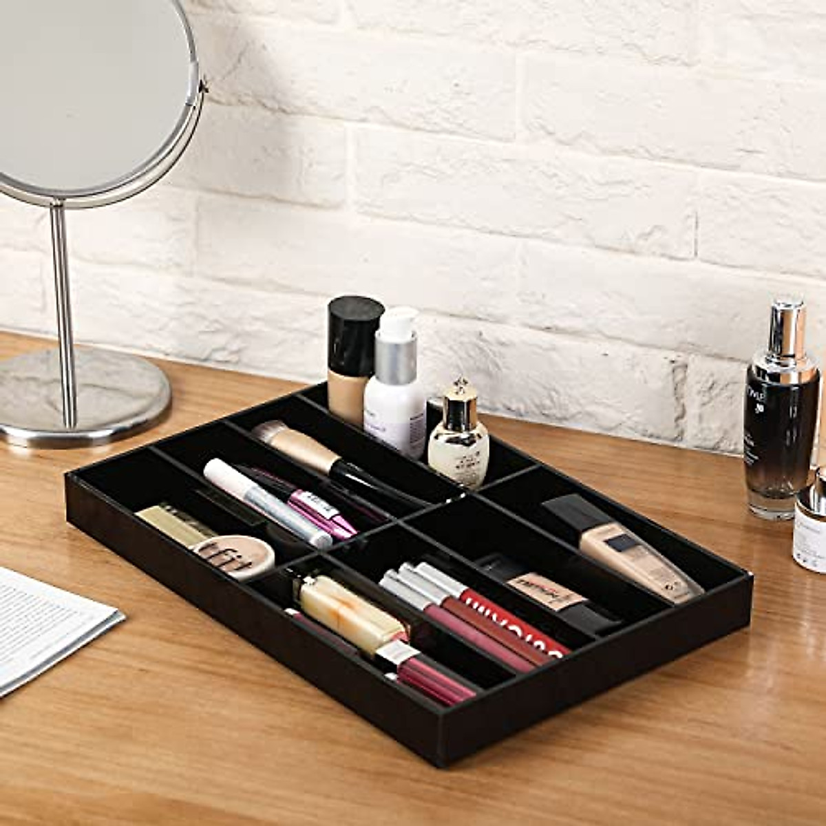 MyGift Premium Black Acrylic Tabletop Sunglasses and Eye Glasses Storage Display Case Tray with 8 Compartment Slots