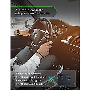 arsvita Car Audio Cassette to Aux Adapter with Upgrade 3.5 MM Aux Plug, Auxiliary Nylon Cable Tape Adapter, Black