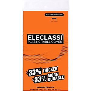 Eleclassi Orange 12 Pack Premium Plastic Table Cloth Disposable Tablecloth 54 x 108 Inch - Plastic Tablecloths for Rectangle Tables Up to 8 Feet - Halloween Tablecloth Plastic
