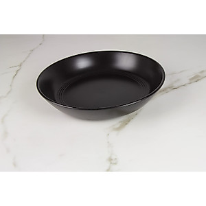 Double Line 9.5"/36 oz Dinner Bowl, Set of 2, Matte Black
