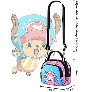 Roffatide Anime One Piece Crossbody Bag Tony Tony Chopper Small Shoulder Bag Sling Bag Girls Pink Crossbody Purse Wallet Handbag