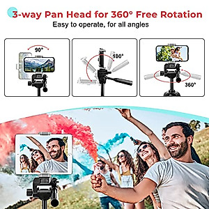 UBeesize 64" Phone Tripod, Extendable iPad Tripod Stand with Remote and Phone Holder, Lightweight Camera Tripod for Selfie, Video Recording, Live Streaming, Compatible with Cell Phone/Camera/Tablet