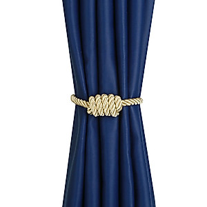 1Pc Magnetic Curtain Tieback Hanging Ball Hold-Back Clip Window Drape Buckle Rope Tie Backs Curtains Holder Accessory,Beige,2Pcs