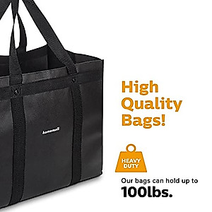 Homemell Reusable Grocery Bags Heavy Duty Foldable Shopping Bags - Extra Strength Large Size Black Collapsible Tote (10 Pack Value Bundle)