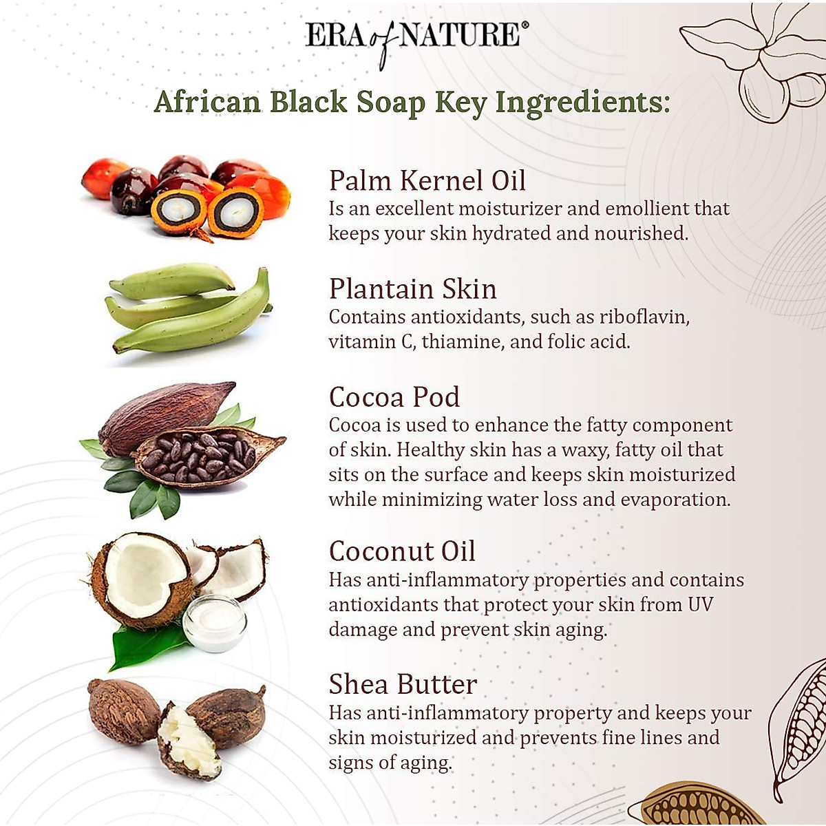 era of nature Best Raw ORGANIC AFRICAN BLACK SOAP, for Dry Skin and Skin Conditions. Pure & Natural Ingredients, Imported From Ghana - 1lb (16oz)