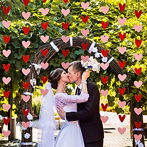 80 Heart Garland Red & Pink- Valentines Day Decoration, Hanging Hearts, Valentines Day Banner, Hanging Valentines Garland, Valentine's Day Decorations, Large Heart Valentines（NO DIY）