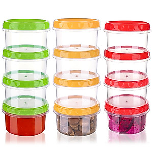Kitchen GIMS 8 oz Plastic Containers with Lids Leak Proof Freezer Containers 12 Pack Meal Prep Jars Reusable Food Storage Containers with Lids Microwave and Freezer Safe
