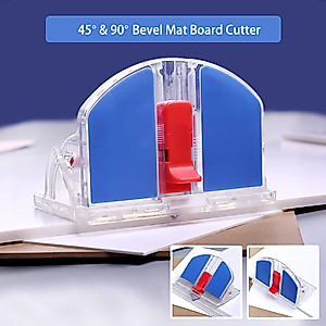 Mat Cutter 45 & 90 Degree Bevel Mat Board Cutter with 3 Replacement Blades Professional Beveled Cut tool for Art Picture Framing Foam board Card board (Blue + 3 Replacement Blades)