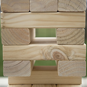 Hey! Play! Classic Giant Wooden Blocks Tower Stacking Game, Outdoors Yard Game, for Adults, Kids, Boys and Girls , Brown