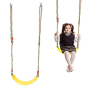 EVA Board Swing,EVA Soft Adjustable Board Swing Seat with Rope Children Fitness Hanging Swing Chair Toy for Playground Swing Backyard and Playroom(Yellow)