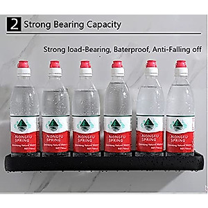 AZZXZQYU Shower Caddy Shower Organizer Shower Shelves with 5 Hooks and 1 Hanging Rod, Without Drilling 2-Piece Space Aluminum Shower Shelf for Bathroom Storage and Kitchen Organization(Black)