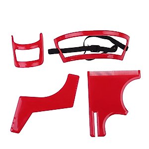 Eioflia Hair Styling Tools Kit,Beard Shaping Tool Kit Neckline Shaving Template Guide Set for Men Hair Styling Red