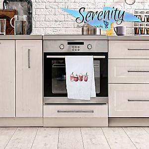 Decorative Kitchen and Bath Hand Towel | Valentines Day Love Coffee Latte | Winter Valentine's Day Themed | White Towel Home Decor Bathe Tea Towels Decorations | House Warming Gift Present