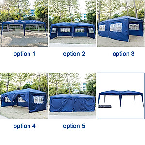 VINGLI 10x20 ft Pop Up Canopy Tent with 6 Sidewalls, Canopy 10x20 with Carry Bag, Outdoor Gazebo Canopy Tent Camping Tent, Patio Event Tent Outdoor Canopy Commercial Canopy (Blue)