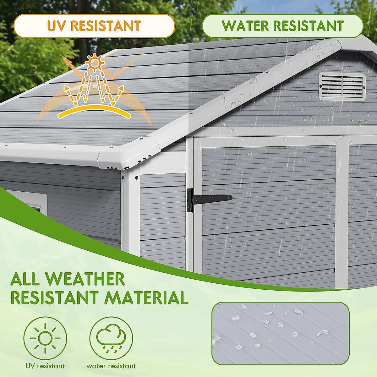 Flamaker 6 x 4 FT Outdoor Storage Shed, Garden Resin Shed with Floor, Plastic Tool Shed with Lockable Door for Backyard Patio Lawn Pool